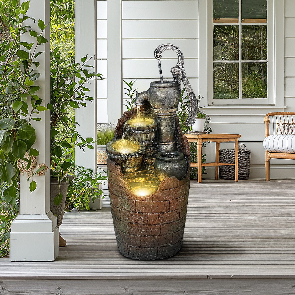 Millwood Pines SunJet 32.6" H 4-Tier Outdoor Garden Fountain | Wayfair